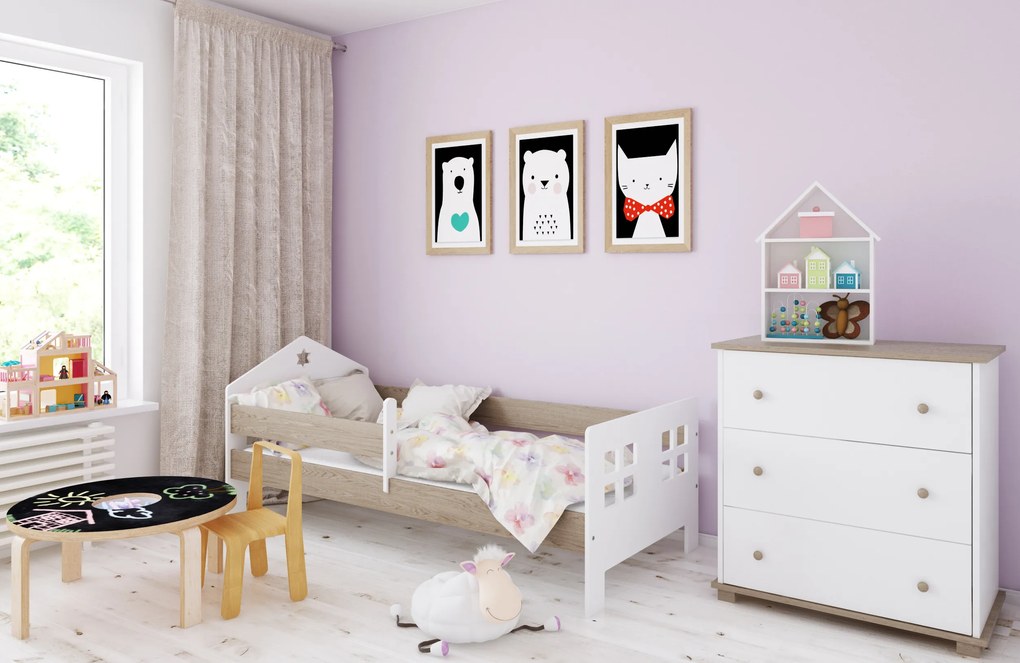BabyBeds Dětská postel POLA Velikost postele: 160x80 cm, Barevné provedení: Růžová, Úložný prostor: Ne, bez úložného prostoru Bílá