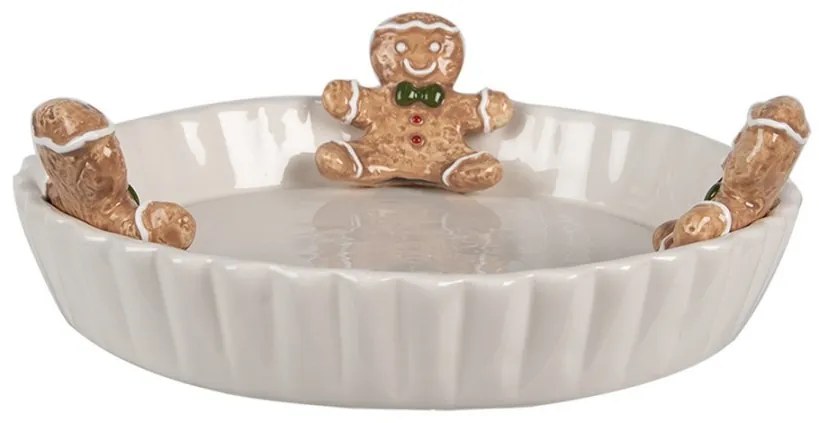 Bílá keramická mísa Perníček Gingerbread - Ø 23*3*7 cm