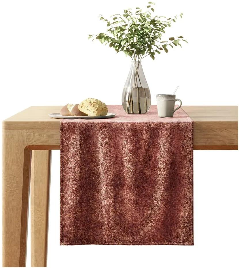 Červený běhoun na stůl se sametovým povrchem AmeliaHome Veras, 40 x 140 cm