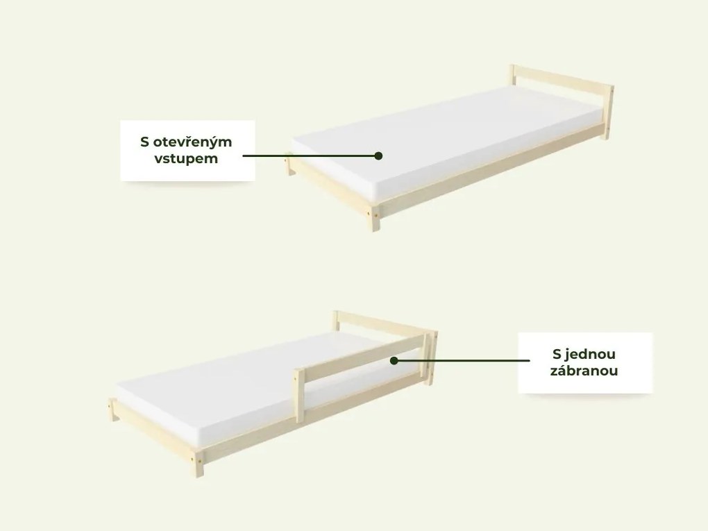 Benlemi Dětská jednolůžková postel s čelem LUCKY Zvolte barvu: Bílá, Zvolte rozměr: 90x180 cm, Zvolte zábranu: S otevřeným vstupem