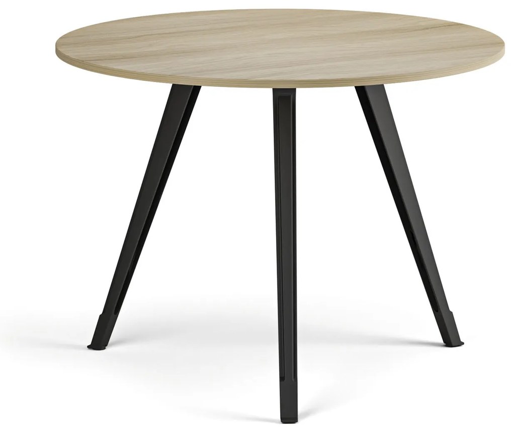Konferenční stůl PRIMO ZEN, průměr 100 cm, černá podnož, dub přírodní