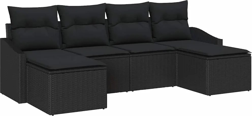 Set pohovek 6 ks Černá polyratan 3346833