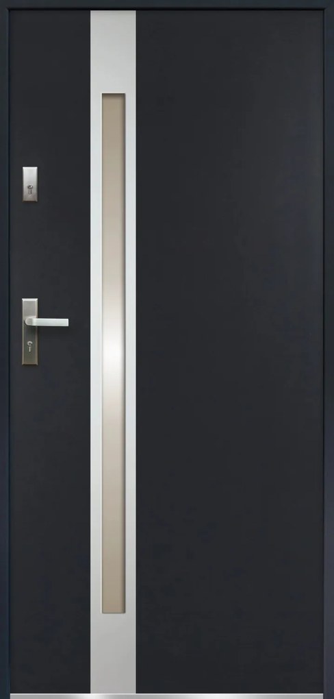 O.K. DOORS Ocelové vchodové dveře TEMIDAS INOX P55 antracitové 90 P