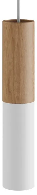 creative cables Tub-e14, dřevěné a kovové válcové bodové stínidlo s E14 objímkou s kroužky Barva komponentu: Neutrální-matná bílá