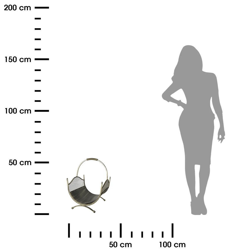 Kovový koš na dřevo Criss, 40x52 cm, zlatá