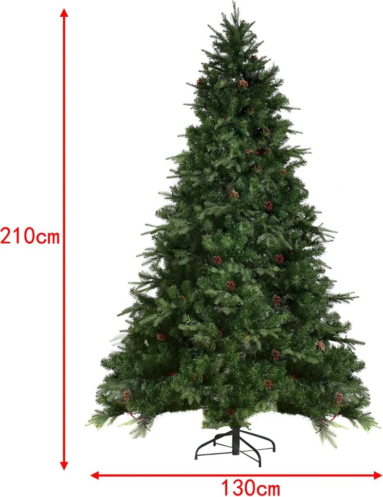 Costway Umělý vánoční stromek s LED světýlky Vánoční stromeček 210/225/240 cm