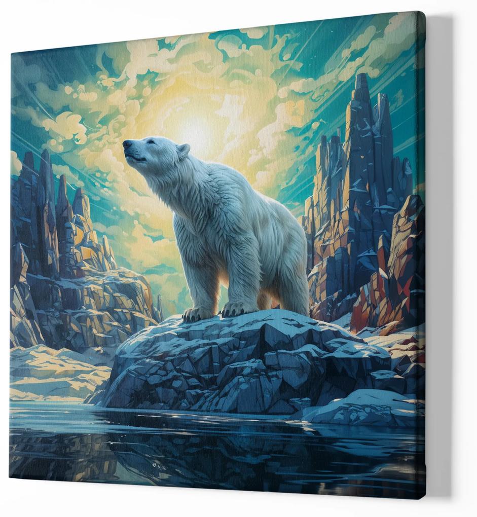 Obraz na plátně - Polární medvěd a jeho ledové království, Králové divočiny FeelHappy.cz Velikost obrazu: 40 x 40 cm