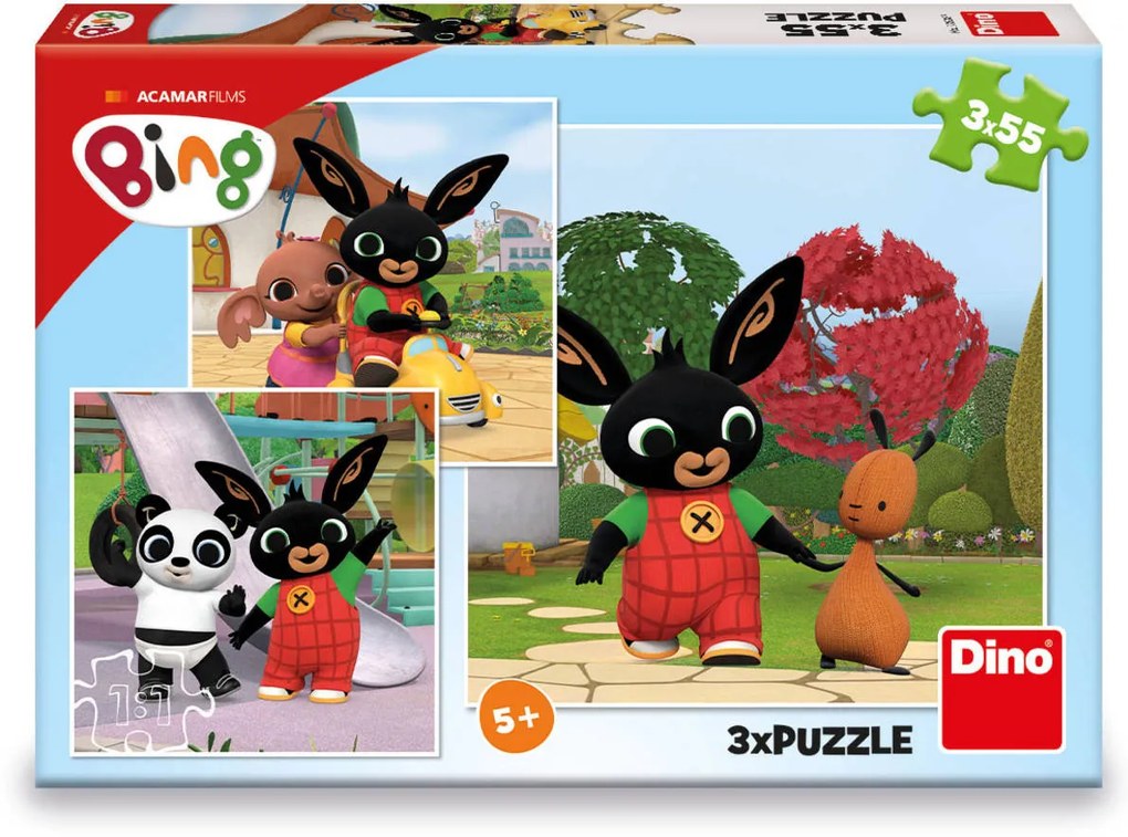 DINO Puzzle Králíček Bing si hraje 3x55 dílků 18x18cm skládačka dn335387