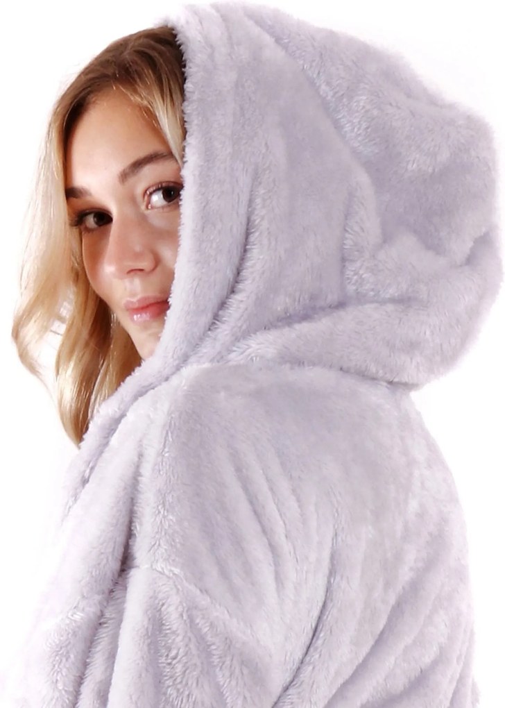 Krátký župan s kapucí Lilly extra one size světle šedý 33 20 9151 - L/XL