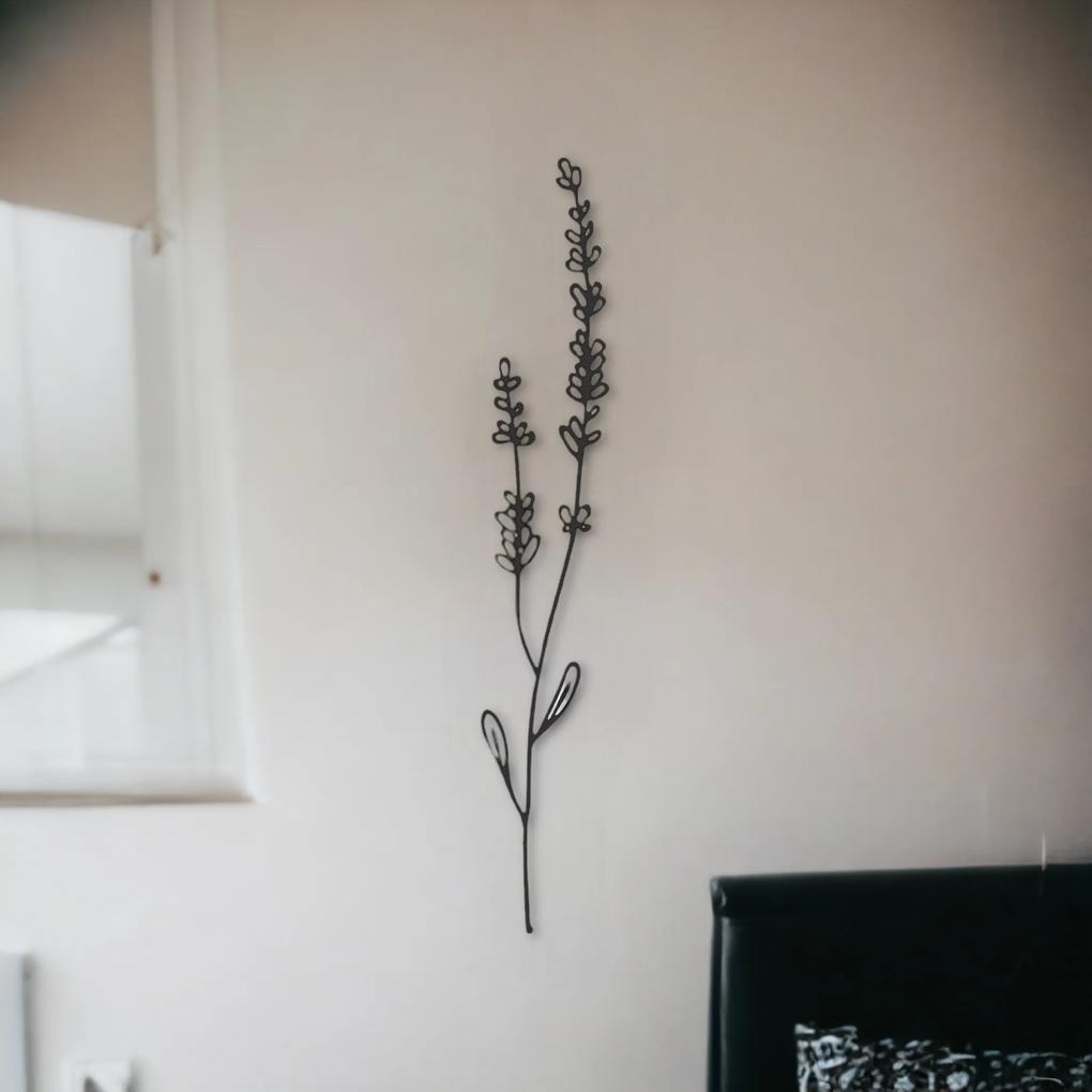 Květina - kovový obraz na zeď Velikost: 125cm, Barva: Black