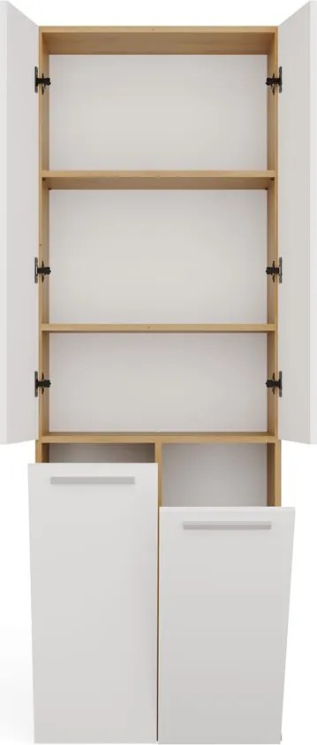 Koupelnový sloupek se 2 koši na prádlo NEL 2K DD bílá/dub artisan