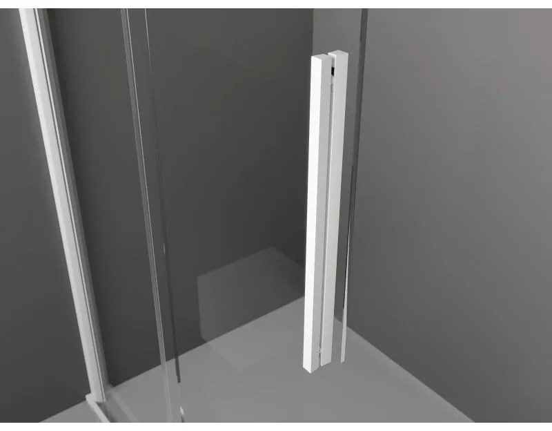 Mexen Velar L, posuvná sprchová zástěna Walk-in 100 x 200 cm, 8mm šedé sklo, bílá matná, 871-100-003-43-20