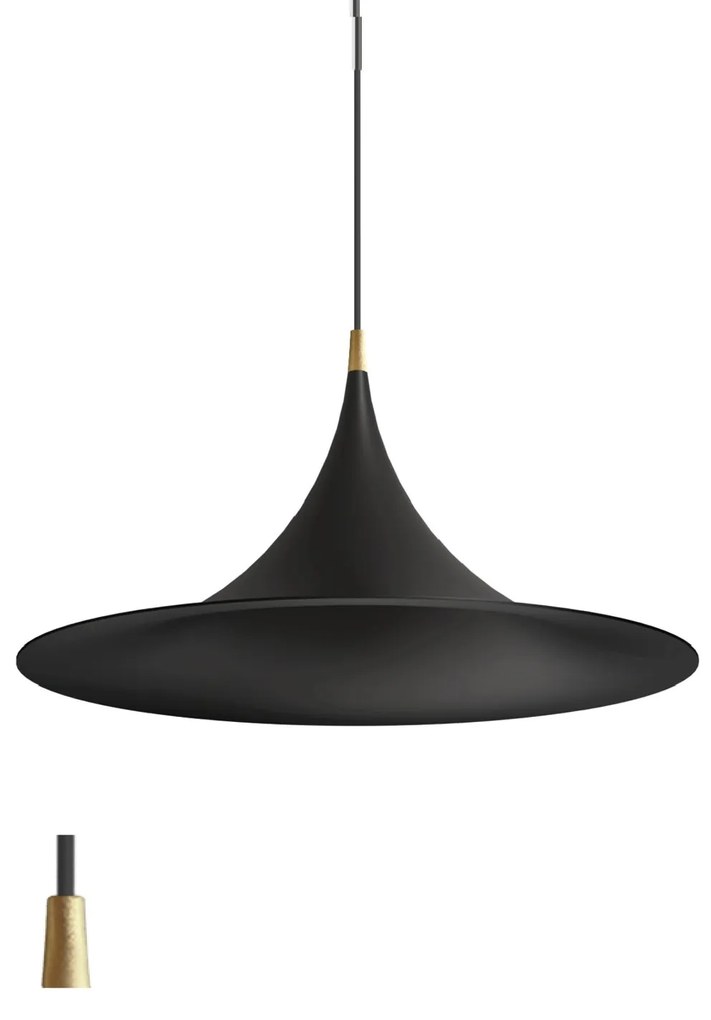Linea LightCA025AUBEZZ Morgana, černé závěsné svítidlo se zlatým prvkem, 1x22W E27, průměr 47,8cm