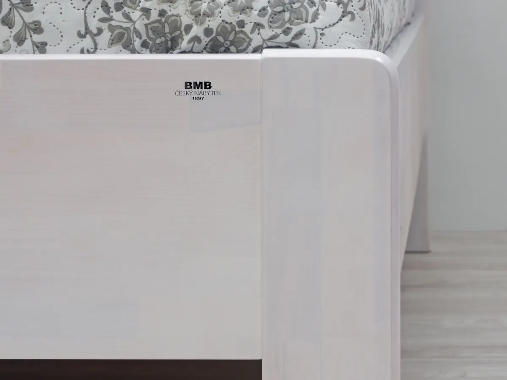 BMB Sofi Lux XL postel - buk Moření: Bělená, Provedení: ostré, Rozměr: 160 x 200 cm