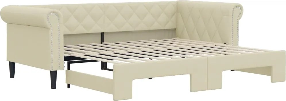 Válenda s přistýlkou krémová 90 x 200 cm umělá kůže 3197725