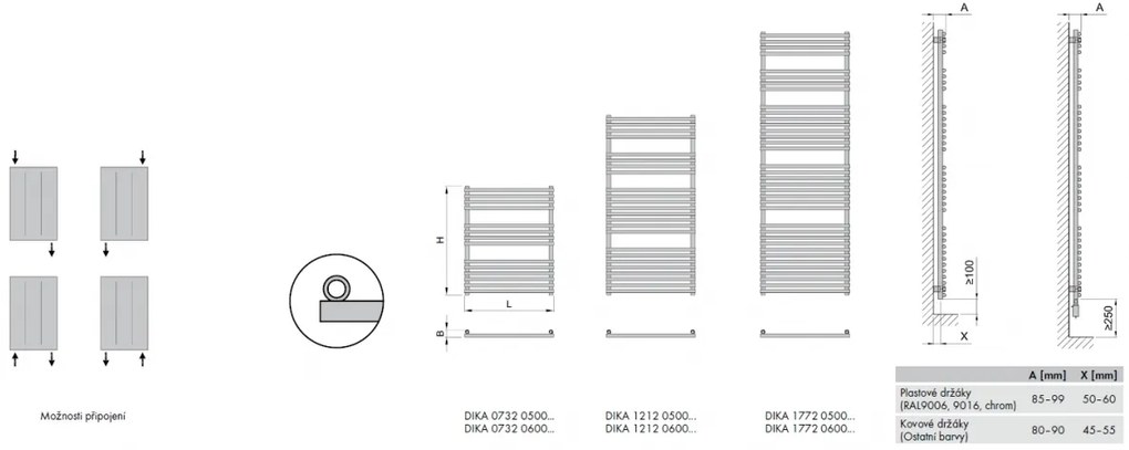 Isan Ikaria 1212 x 500 mm koupelnový radiátor bílý