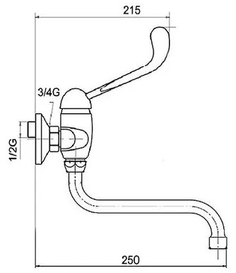 Novaservis Metalia 55 Baterie dřezová, lékařská páka 55074L/T,0