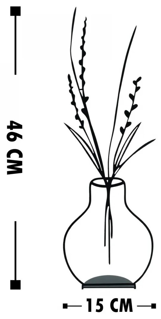 Kovová dekorace Flowerpot I 46 cm černá