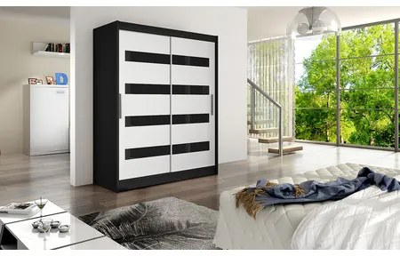 Velká šatní skříň WESTA IV černá/bílá šířka 150 cm