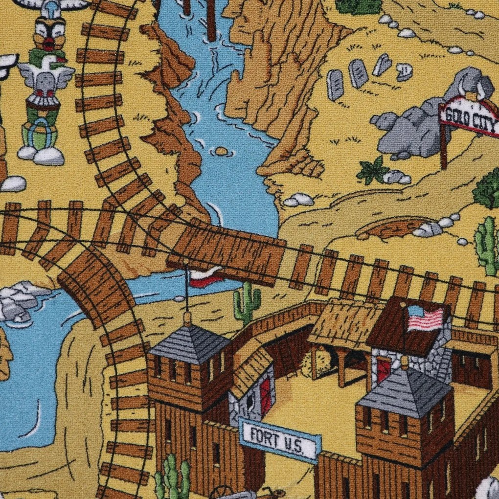 AladinWorld Expres, Dětský kusový koberec Western kruh, 400x400 (průměr) kruh, vícebarevná, dětský pokoj