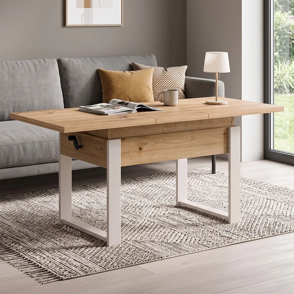 Rozkládací polohovací konferenční stolek HOGO 3v1 | 120-157x62,5-74,5x67 cm | síla horní desky 32 mm | artisan/nohy kašmír