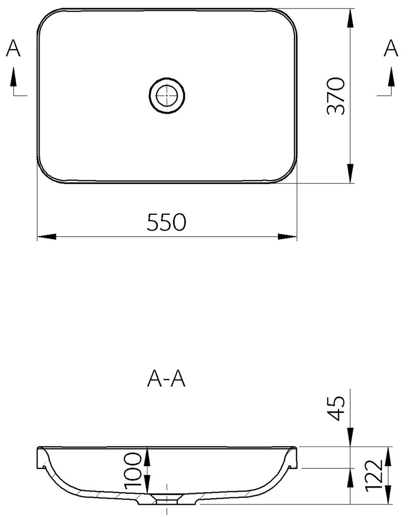 Sapho, ASTORIA umyvadlo 55x37cm, litý mramor, bílá, 55033
