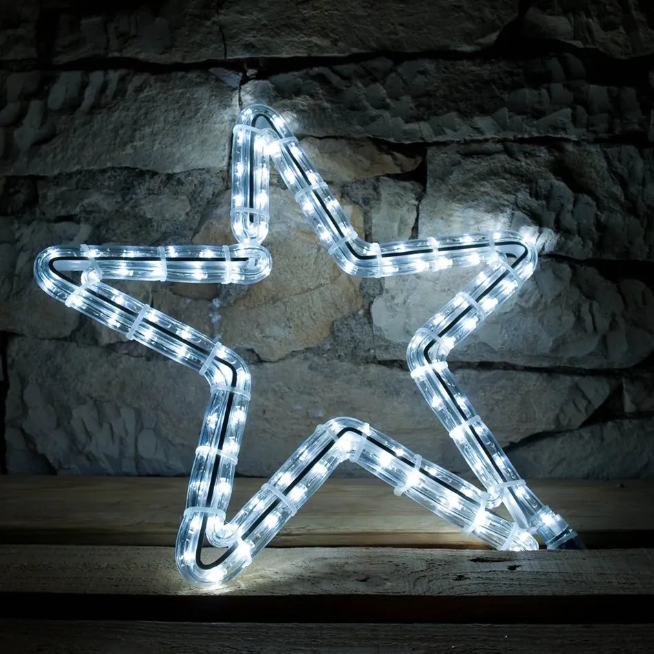 Easy Fix 2D LED světelná hvězda VI., Ø 70 cm, ledově bílá, závěsná, 180 diod, IP67, hliník