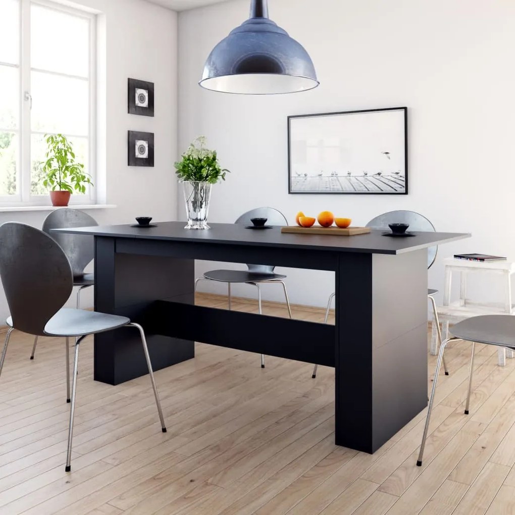 Jídelní stůl černý 180 x 90 x 76 cm dřevotříska - Default Title