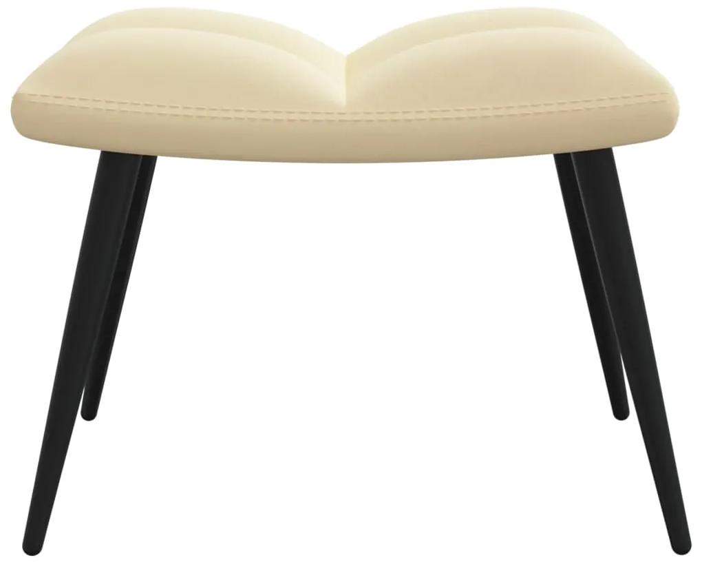 Relaxační křeslo Molde se stoličkou - samet | krémově bílé