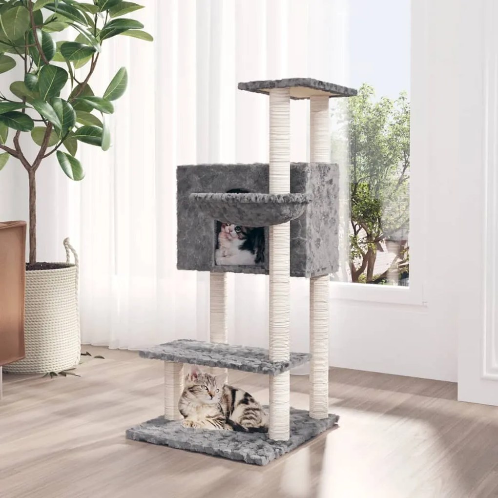 Škrabadlo pro kočky se sisalovými sloupky světle šedé 108,5 cm 171598