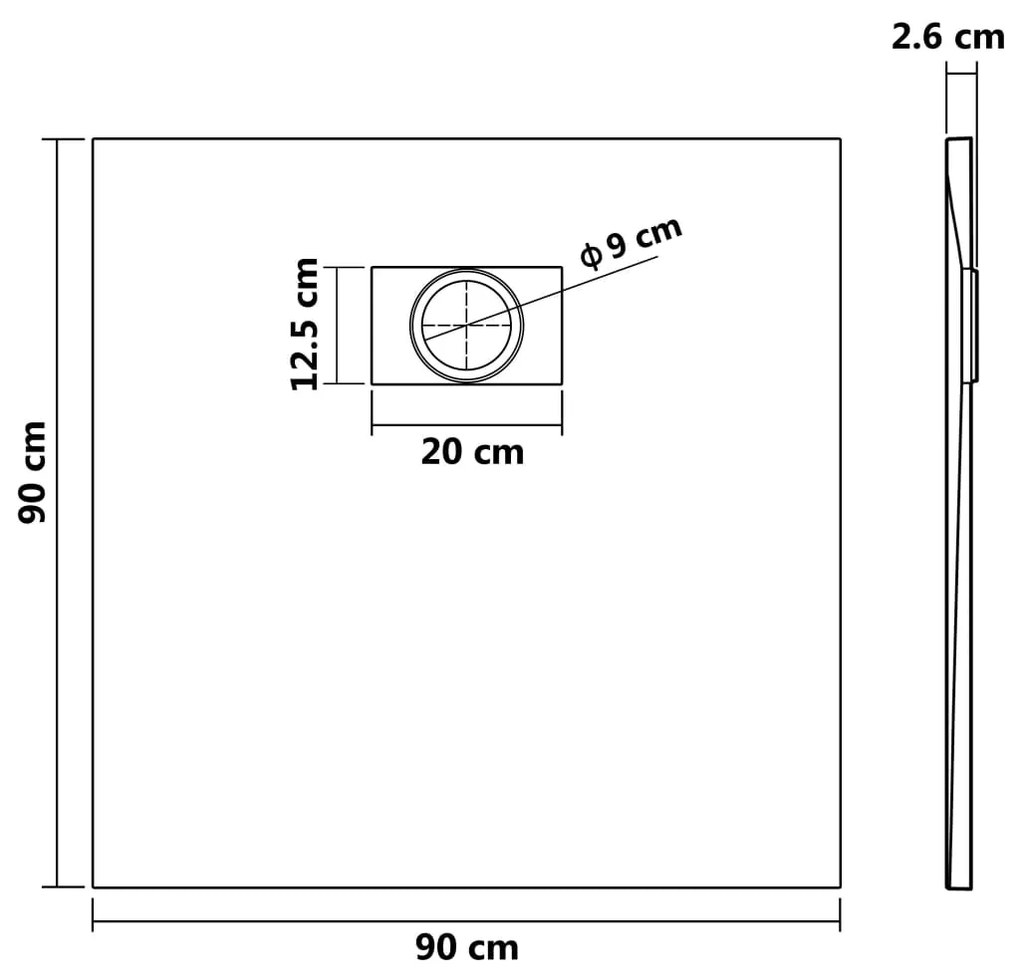 vidaXL Sprchová vanička SMC hnědá 90 x 90 cm