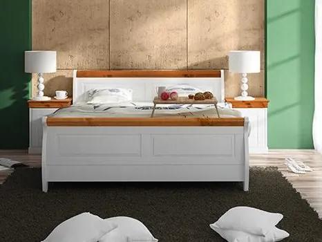 Bílý nábytek Komoda Toskania 3.3, masiv, borovice, dekor bílá-medová