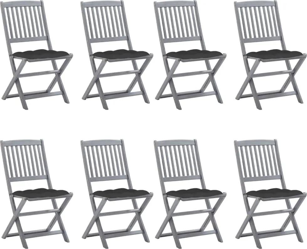 vidaXL Skládací zahradní židle s poduškami 8 ks masivní akácie [3078310] Barva: krémová