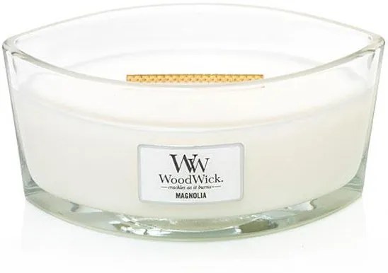 WoodWick Vonná svíčka WoodWick - Magnólie 454gr, bílá barva, sklo, vosk