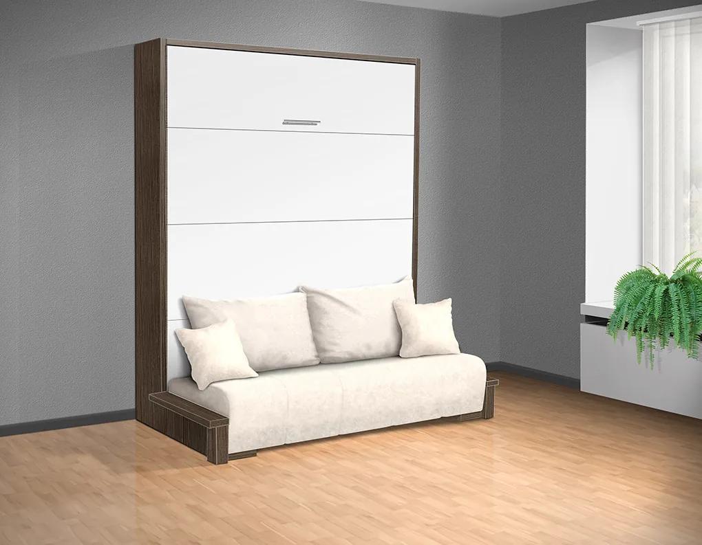 Výklopná postel s pohovkou VS 3058P, 200x180 cm barva lamina: rigoletto/bílé dveře, nosnost postele: vyšší nosnost o 20kg, barva pohovky: ALOVA 71 krémová