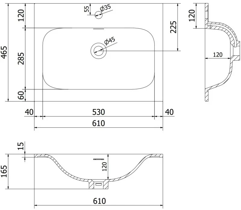 Mexen Orio, koupelnová skříňka 60 cm s umyvadlem Vela, 2 zásuvky, grafitová matná/bílá matná, 91A10-06047-2-BFF66-W23M01