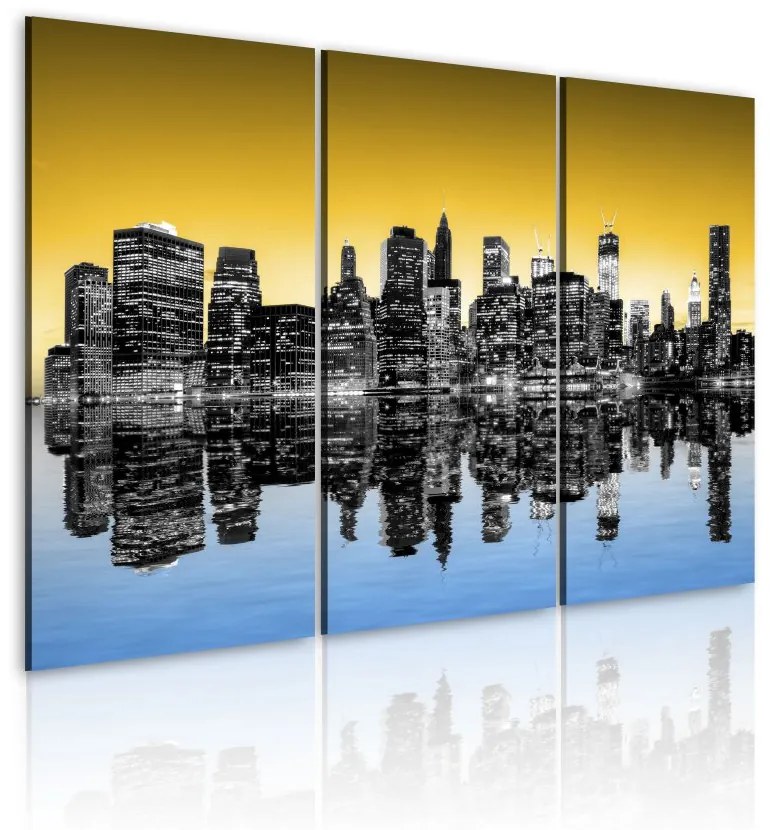 Obraz na plátně Bimago - NYC mirror reflection - triptych 60x40 cm