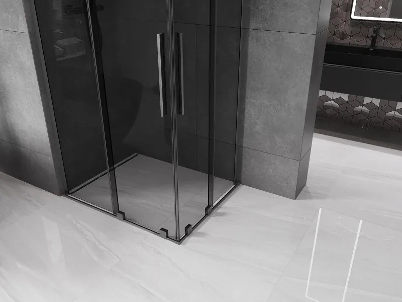 Mexen Velar L Duo, sprchový kout s posuvnými dveřmi 90 x 80 cm, 8mm šedé sklo, broušený grafit, 871-080-090-02-43-66
