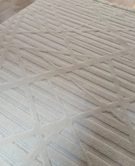 HU Krémově béžový moderní koberec TWIST CREAM 20294A Rozměr: 60x100 cm