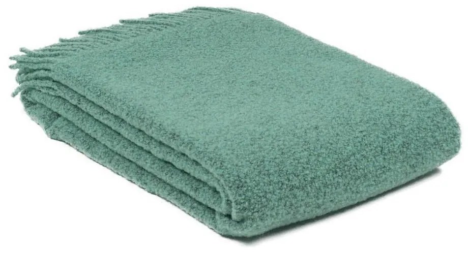 Kampol Deka z merino vlny Bukle 140x200 mint s třásněmi