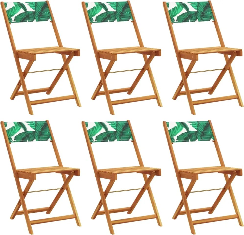 Skládací židle 6 ks, zelená látka a masivní dřevo 3214623