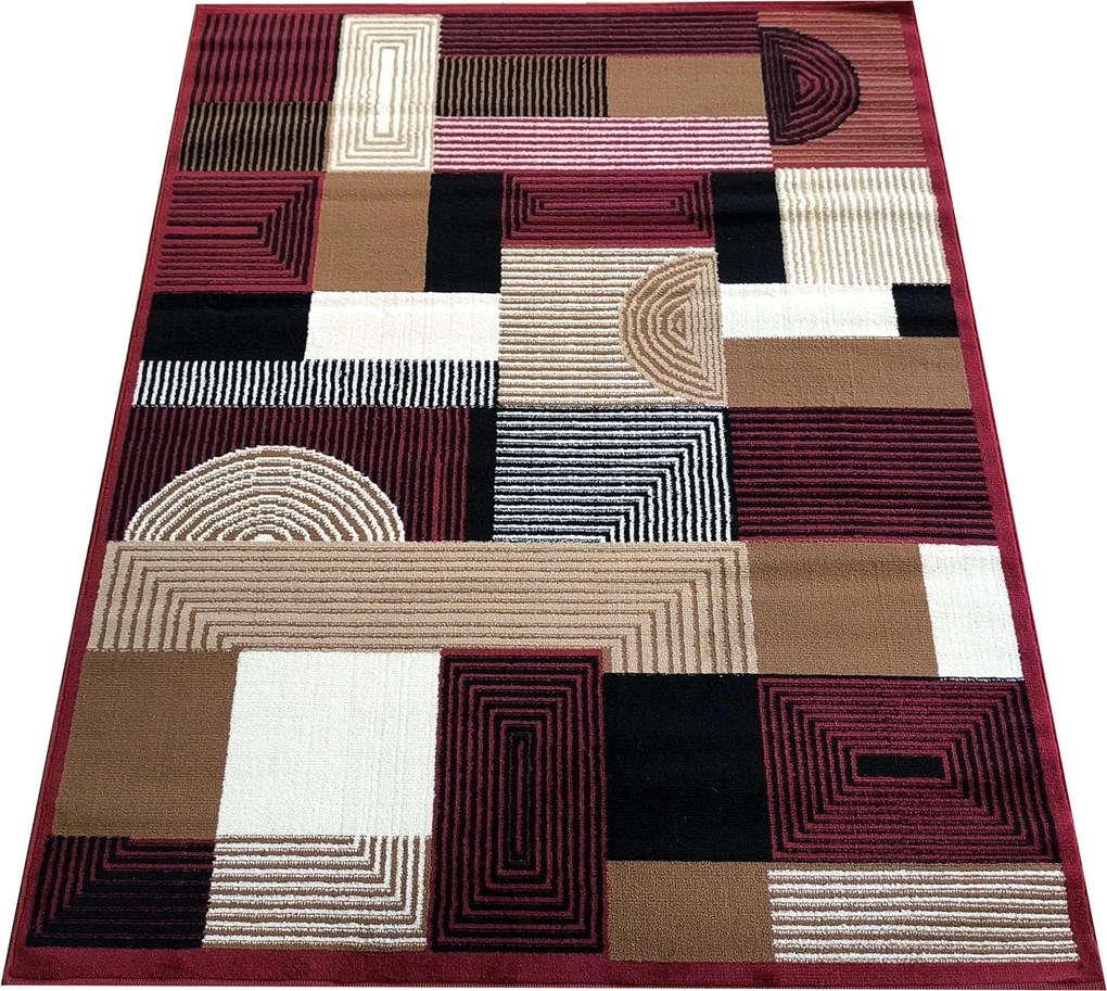DY Červený koberec s geometrickým vzorem Alfa 18 Rozměr: 40x60 cm