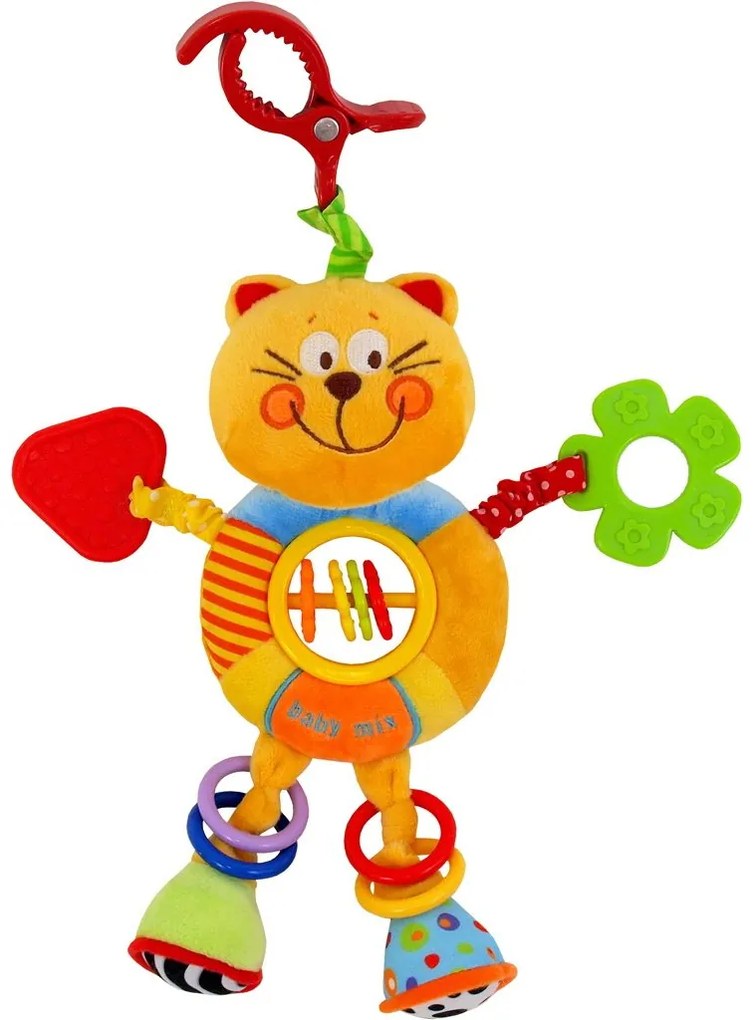 Dětská plyšová hračka s chrastítkem Baby Mix kočička Žlutá