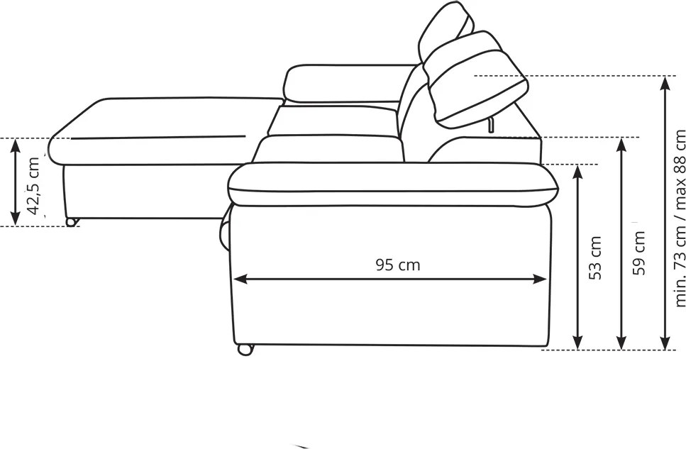 Sedací souprava COOL | 191x281 cm | rozkládací + úložný prostor | LEVÁ | lounge 18 světle šedá