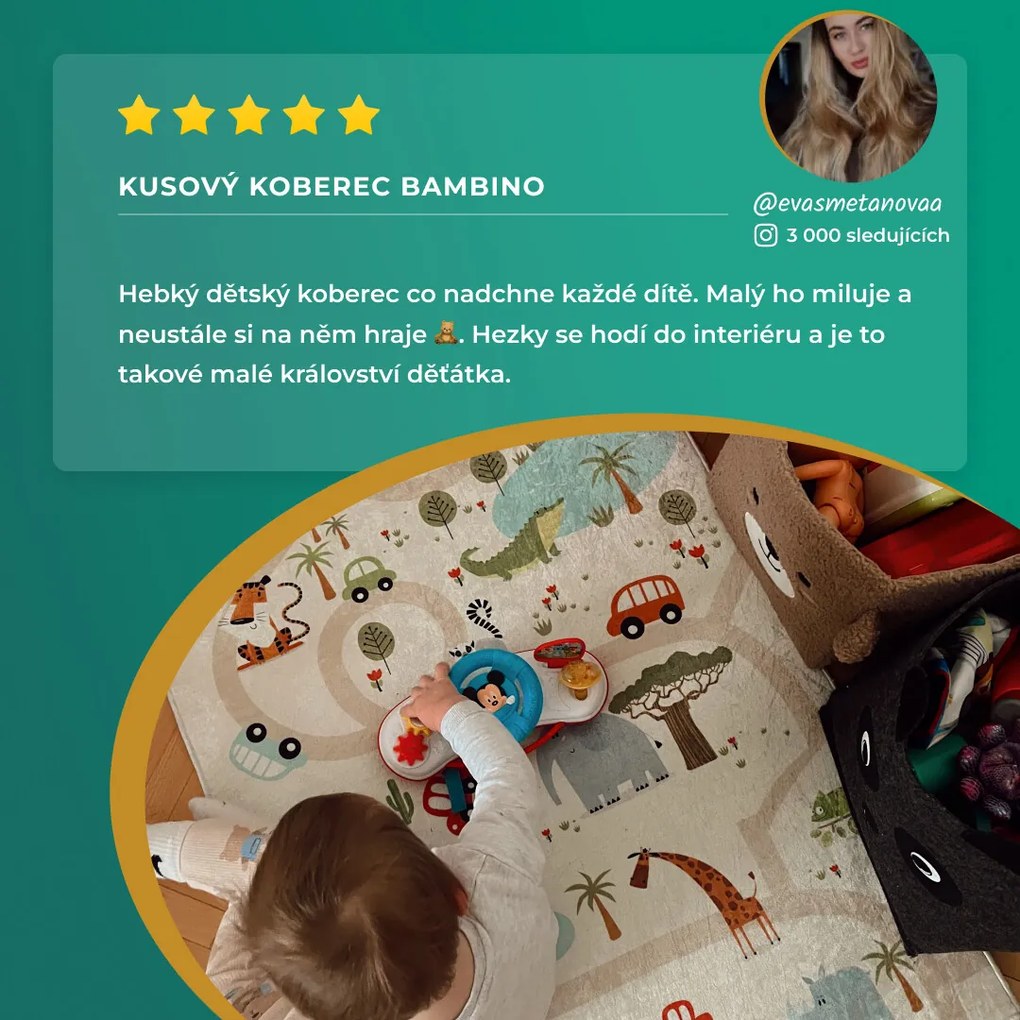 Dywany Łuszczów, Dětský kusový koberec Bambino 1165 Zoo, 140x190, vícebarevná, dětský pokoj