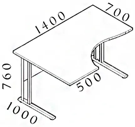 Ergonomický stůl Visio 140 x 100 cm, levý, bílá