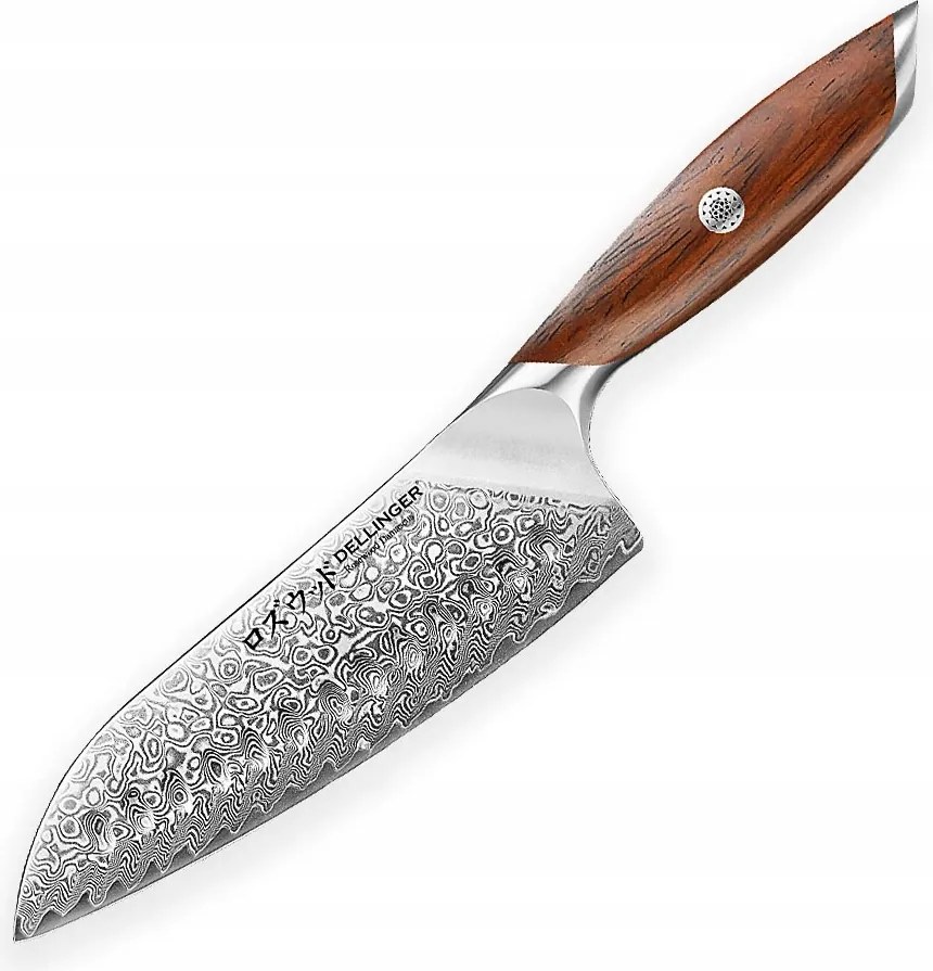 Kuchyňský nůž Santoku 185 mm Dellinger Rose Wood Damascus