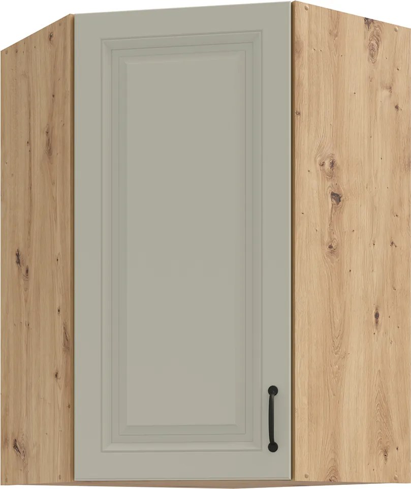 STILO ac | horní skříňka 60x60 GN-90 1F (45°) rohová s policemi | VYSOKÁ | UNI dvířka | artisan/světle šedá