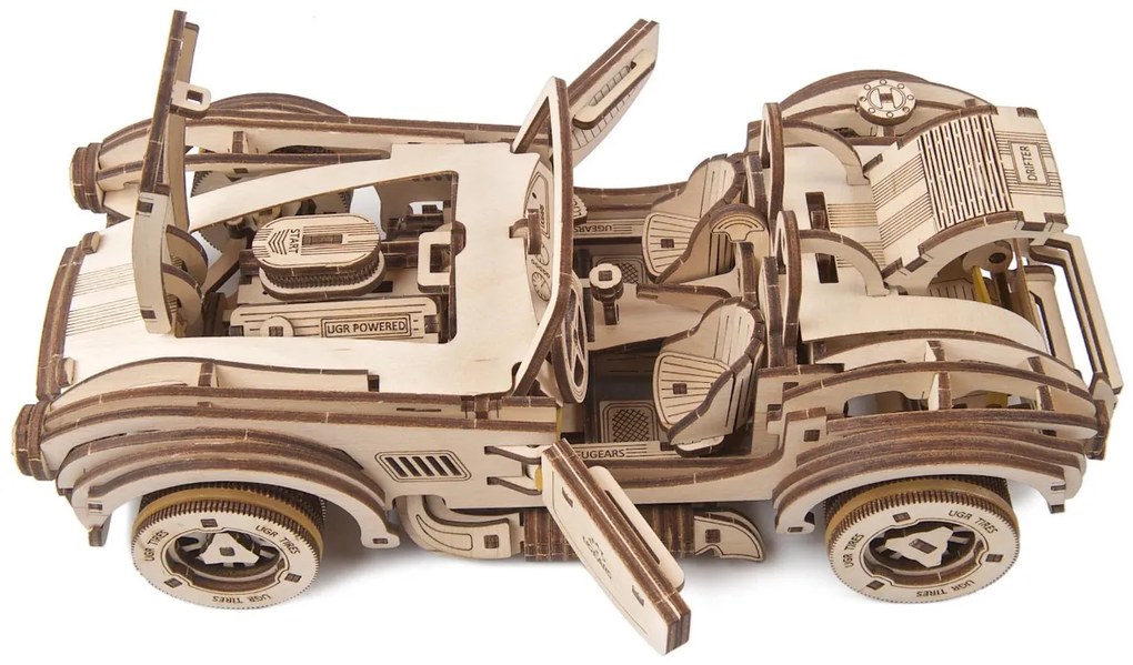 Ugears 3D dřevěné mechanické puzzle Driftující závoďák Cobra