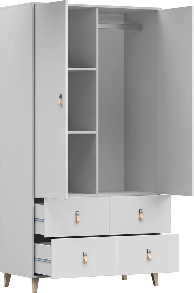 IDZ Šatní skříň FIGO 4S2D 06, 105 cm Bílá